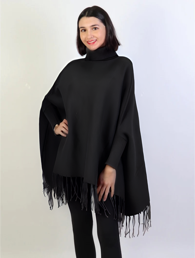 PLAIN PONCHO - BLACK – Meem.pk